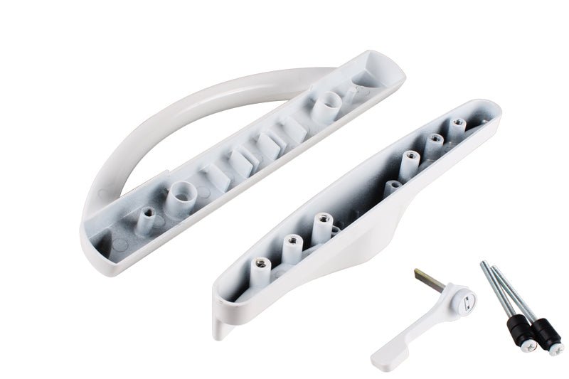 Sliding Glass Door Hardware - Roto White Handle with Latch