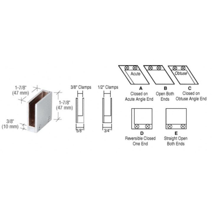 Glass Clamp - 1/2 Inch 90 Degree End Clamp for Railings