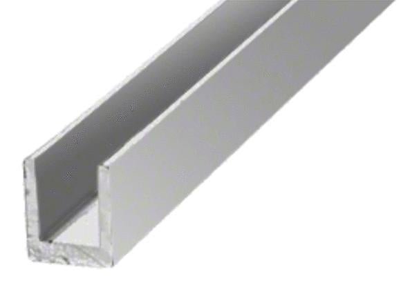 Aluminum U-Channel for Glass Shower - 1/4 Inch Single