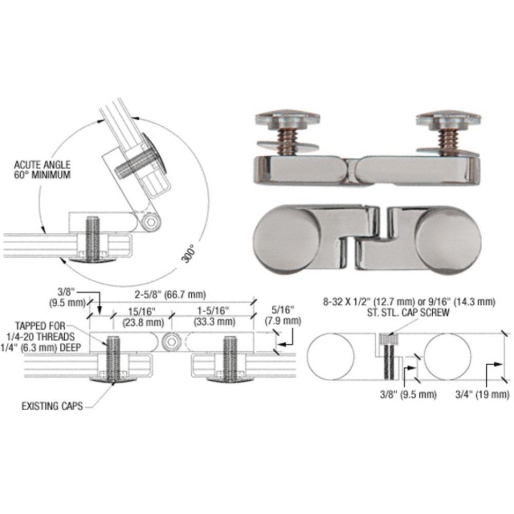 Glass Clamp - Low Profile Cap Connector for Angle Panels
