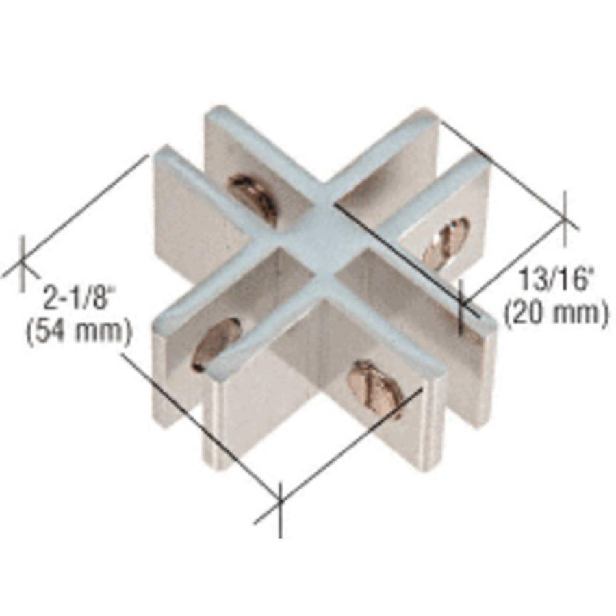 Anodized Aluminum 4-Way Glass Connector for Easy Modular Display Setup