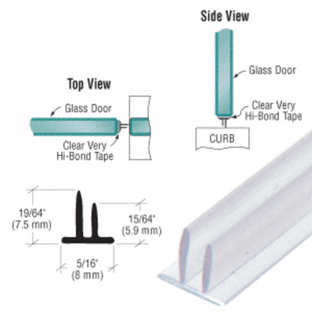 Shower Door Double Leg Seal – Translucent Vinyl Water Barrier for ...