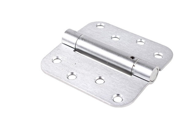 Butt Style 4x4 Spring Hinge - Rounded Corners Satin Chrome