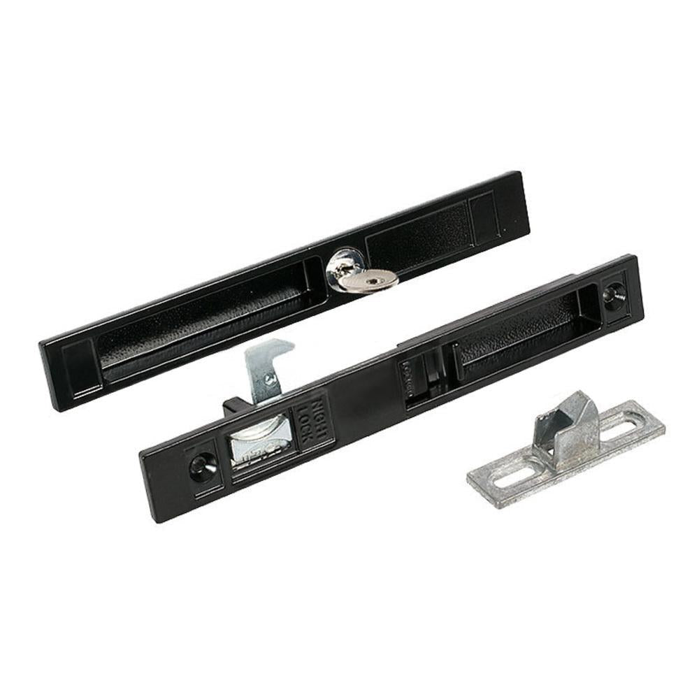 Black Sliding Patio Door Handle Set - Flush Mount Keyed