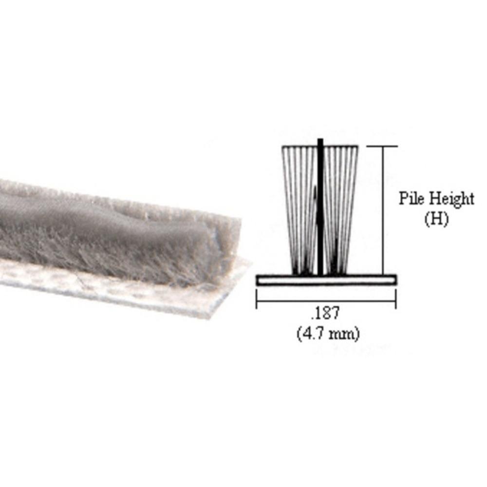 White Pile Weatherstripping - 3/16” Backing - .220” Height