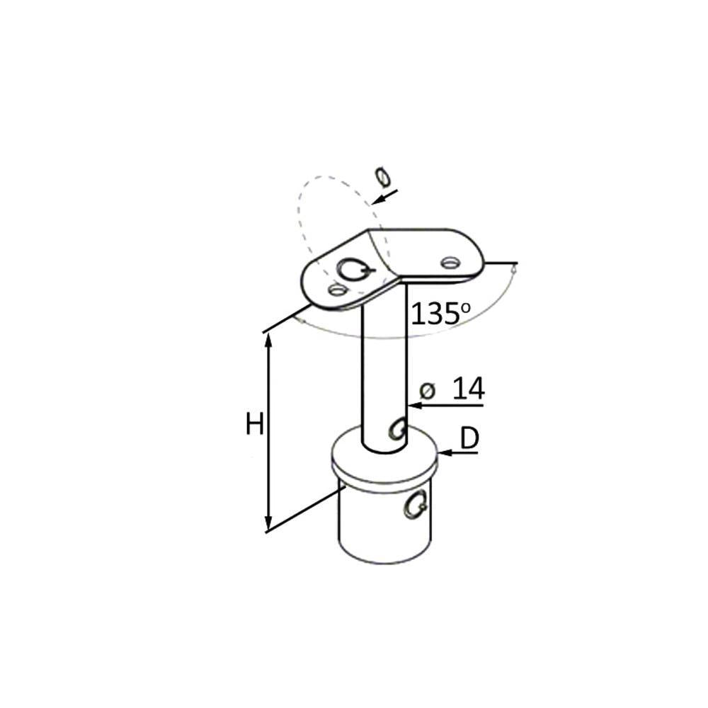 Q-Railing Saddle Round Profile Baluster 135-Degree Bracket