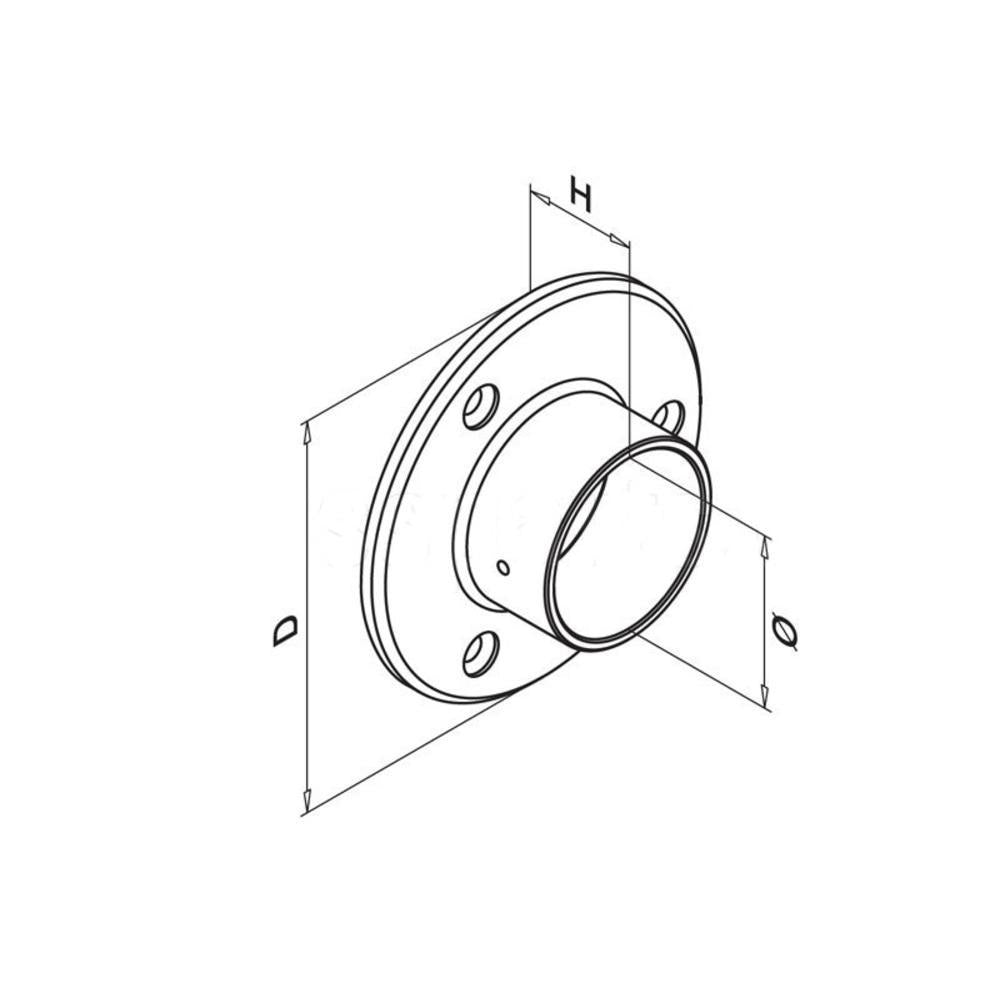 Q-Railing Round Profile Hand Rail Wall Flange - 1-1/2 Inch