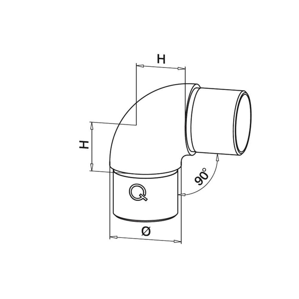 Q-Railing Round Profile Handrail 90-Degree Corner Connection