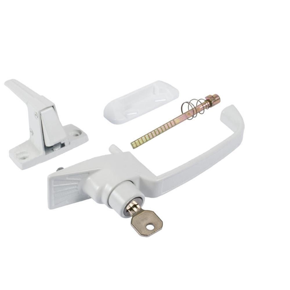 Residential Swinging Screen Door Hardware - White Push Lock