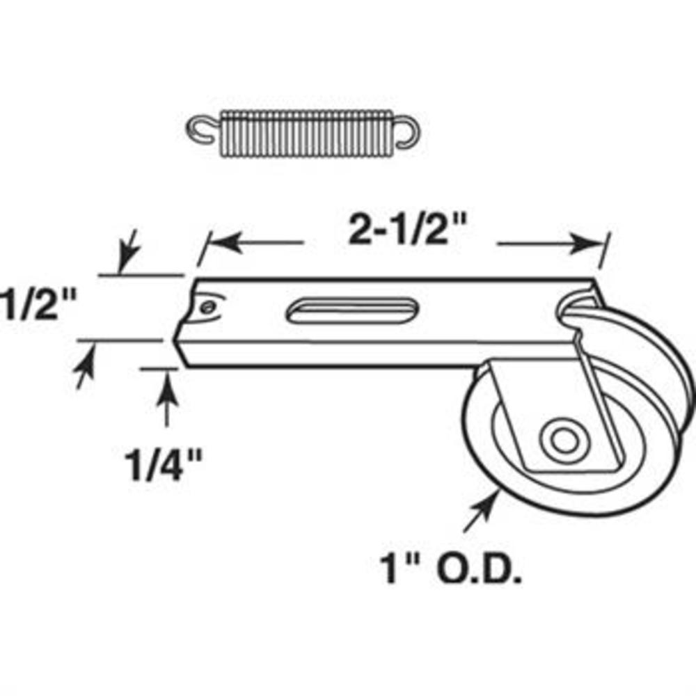 Sliding Screen Door Roller - Spring Tension Steel Bearing