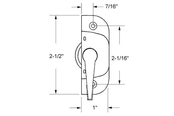Sliding Window Lock Right-Hand White 2-1/16 inch Spacing