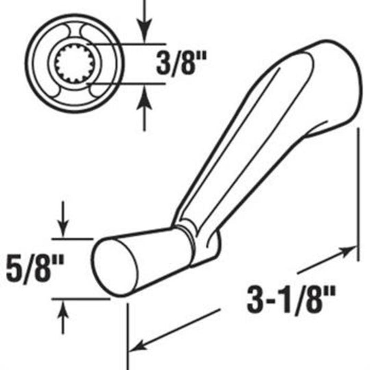 Crank Handle with 3/8 Spline for Andersen Windows - Sto